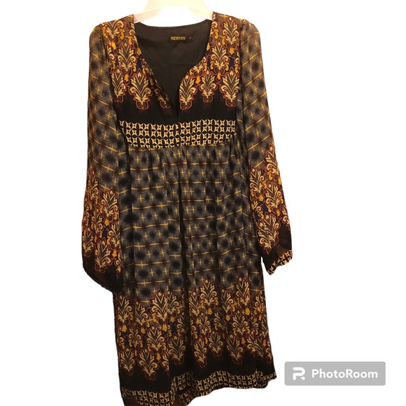 Reborn | Dresses | Reborn Bohemian Retro Print Tie Waist Dress Orange ...